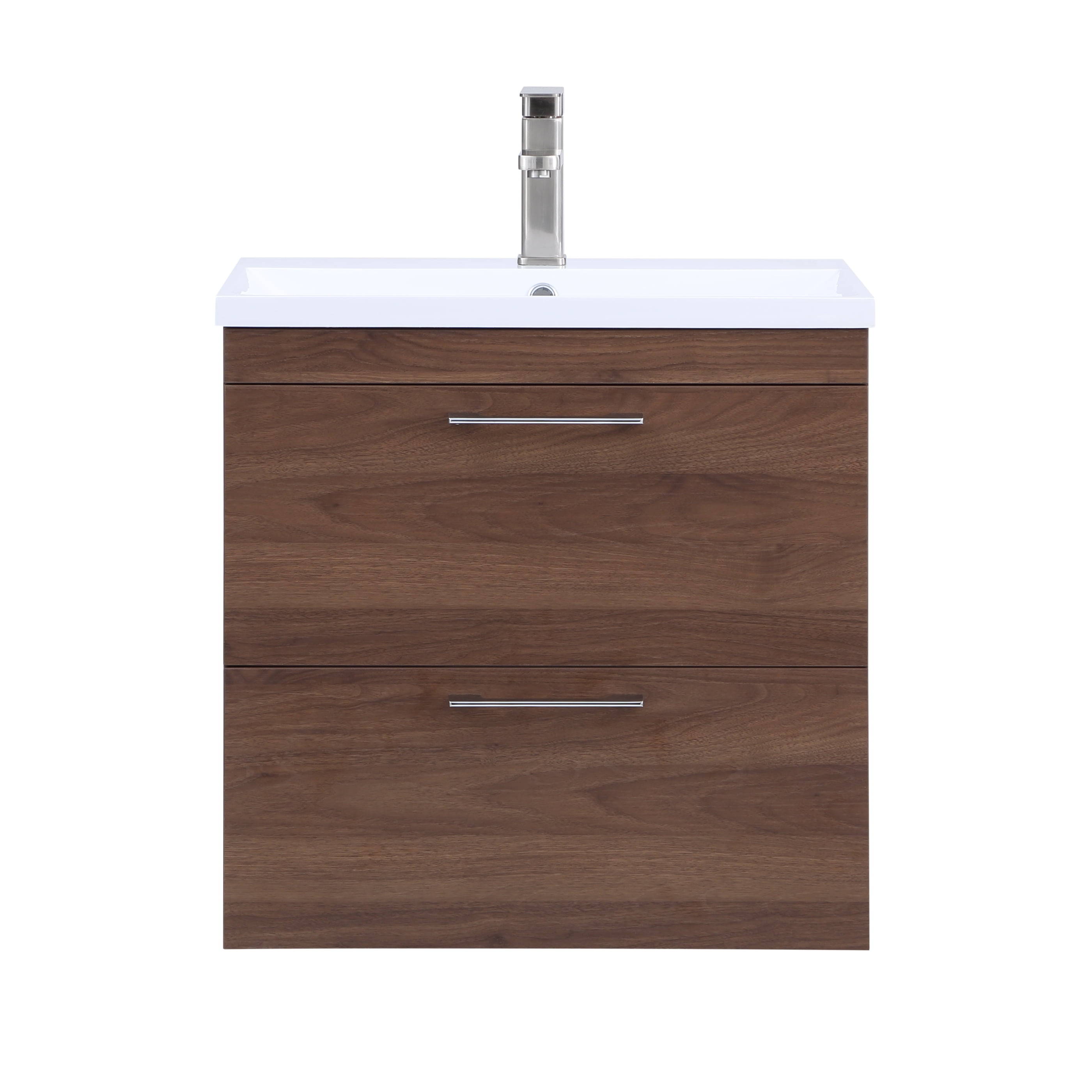 Stufurhome Harper Walnut 24 Inch Wall Mounted Single Sink Bathroom ...