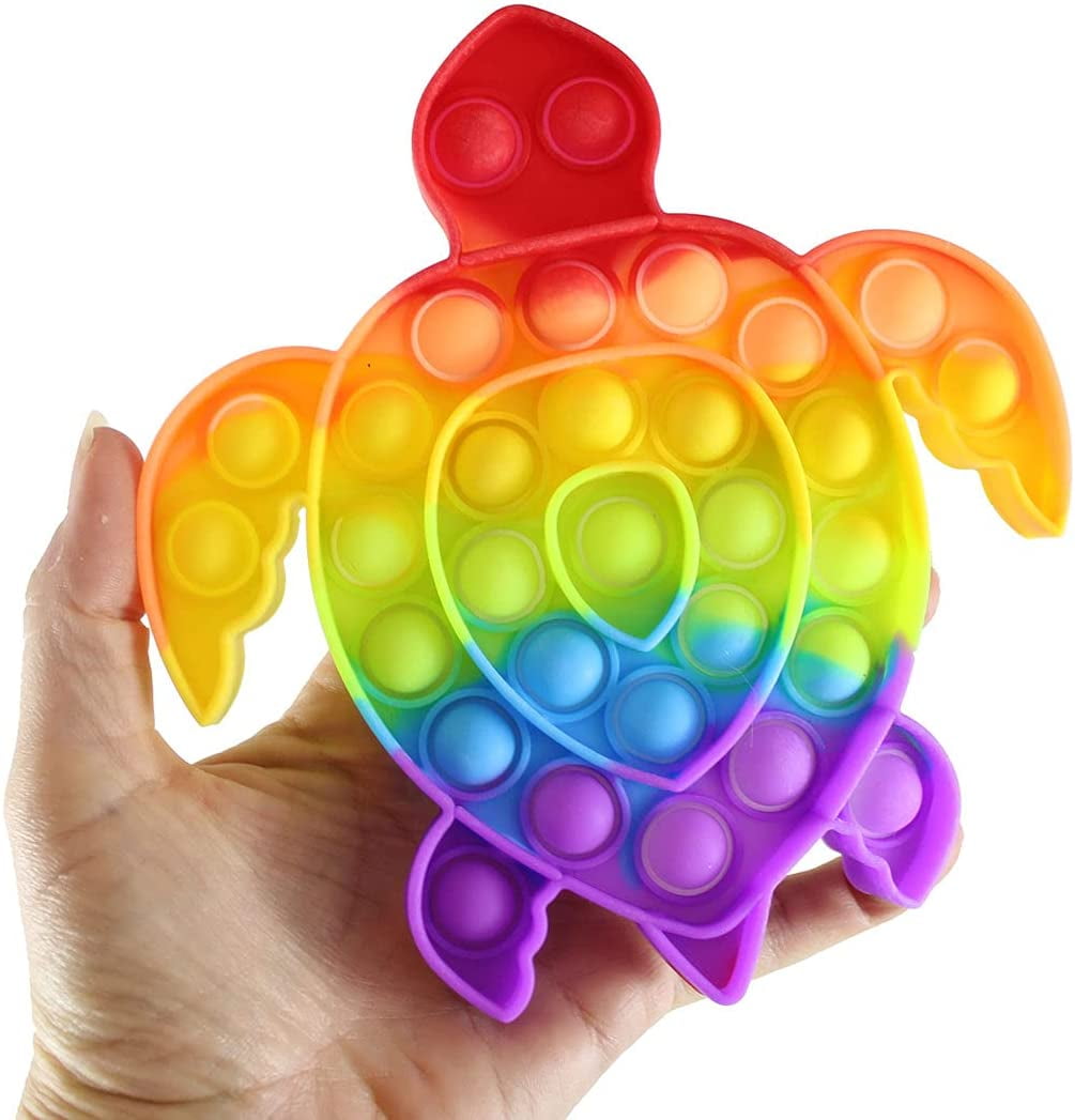 Rainbow Turtle Bubble Pop Fidget Toy - Ocean Sea Animal Silicone Push ...