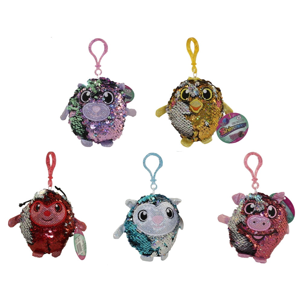 License 2 Play - Shimmeez Sequin Plush Clips - SET OF 5 (Cat, Ladybug ...