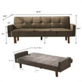 Aukfa 75" Upholstered Futon Convertible Sofa Bed, Solid Wood Legs ...