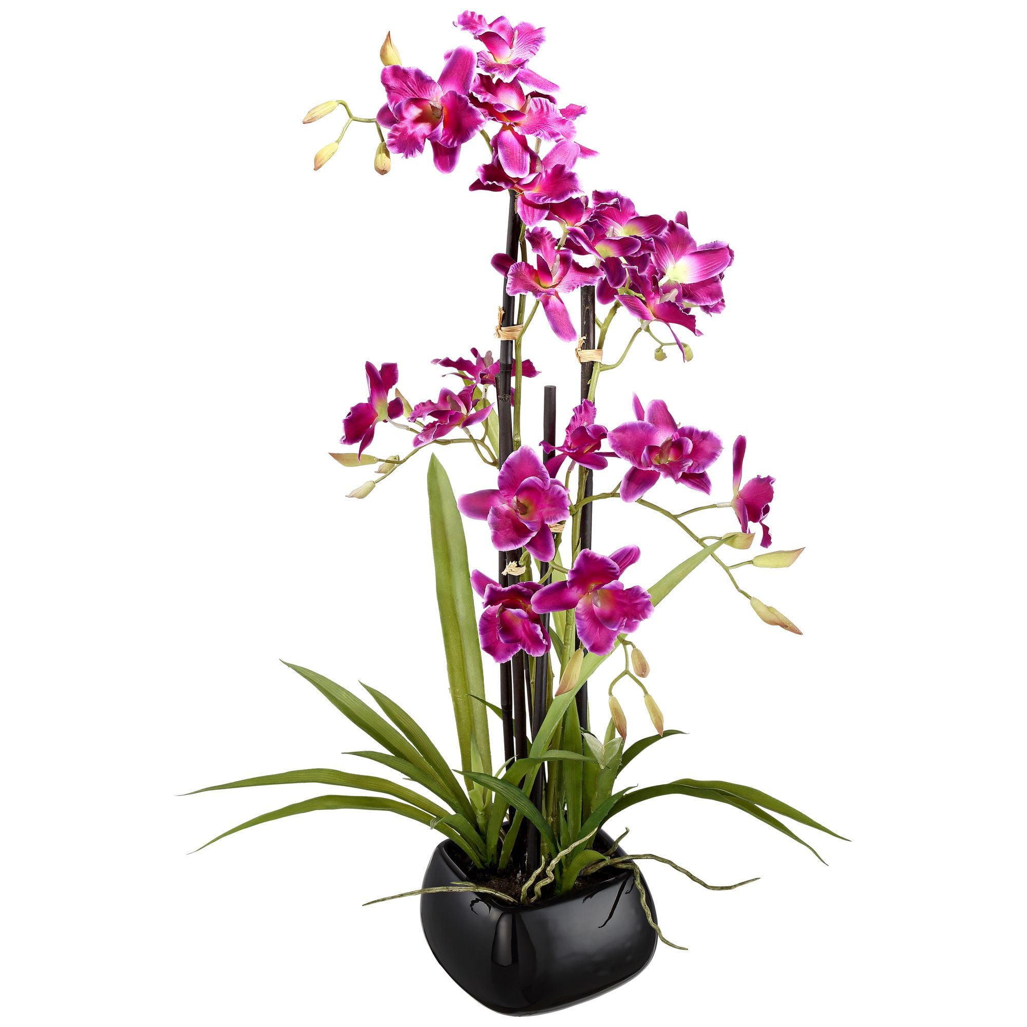 Studio 55D Potted Faux Artificial Flowers Realistic Purple Cattleya In studio-55d-potted-faux-artificial-flowers-realistic-purple-cattleya-in