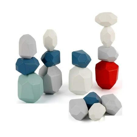 IFIT Montessori 16 Pcs Wood Balancing Stones, Stacking Blocks ...