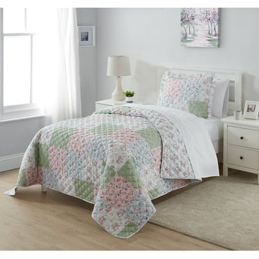 Barefoot Bungalow Giulia Cotton-Rich Floral Patchwork Print Quilt Set ...