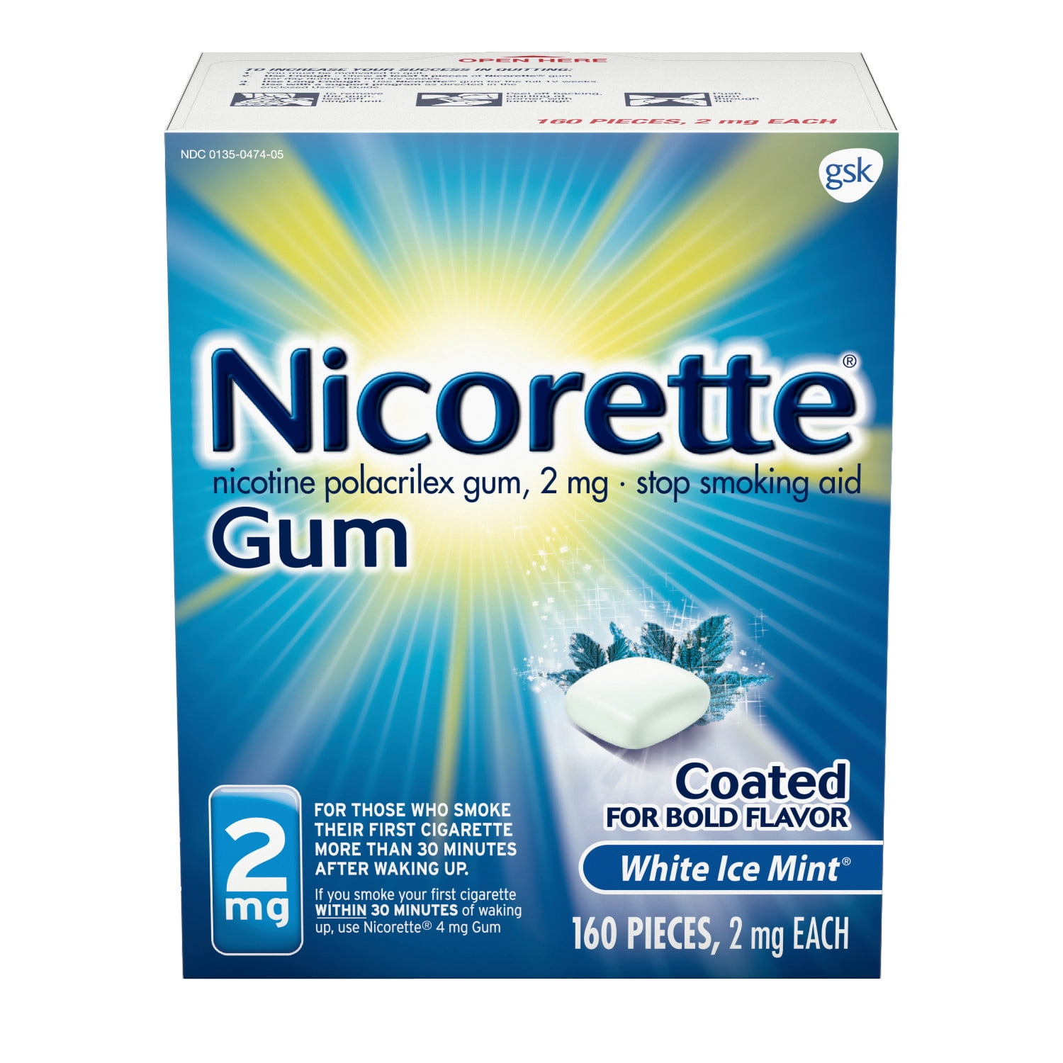 Nicorette Nicotine Gum To Stop Smoking 2mg White Ice Mint Flavor Nicorette Nicotine Gum To Stop Smoking 2mg White Ice Mint Flavor