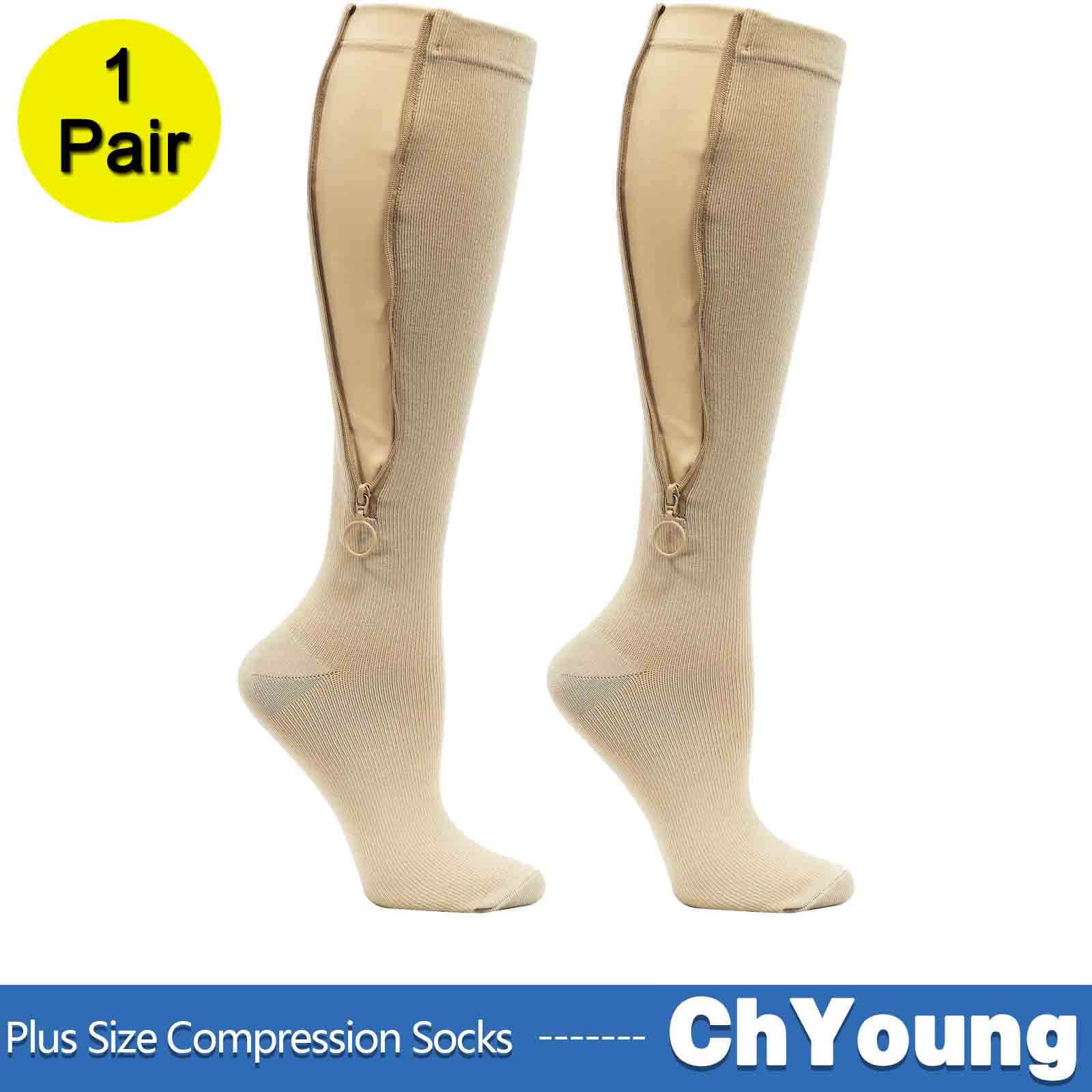 (1 Pack) 9# L/XL Zipper Compression Socks - 15-20 mmHg Open Toe Medical ...