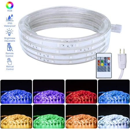 48FT LED RGB AC120V Input Rope Light Flexible RGB Strip LightsColor ...