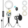 LED Ring Light, 6" Mini LED Camera Light with Cell Phone Holder Desktop ...