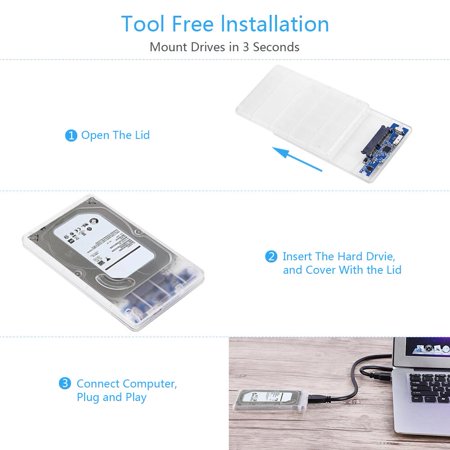 Domqga 2.5 SATA To USB 3.0 Hard Drive Disk Enclosure HDD SSD Storage ...