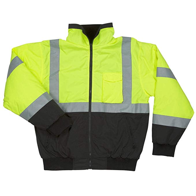 North 15 Men's High Visibility 3M Safety Bomber Jacket, Fleece Lined ...