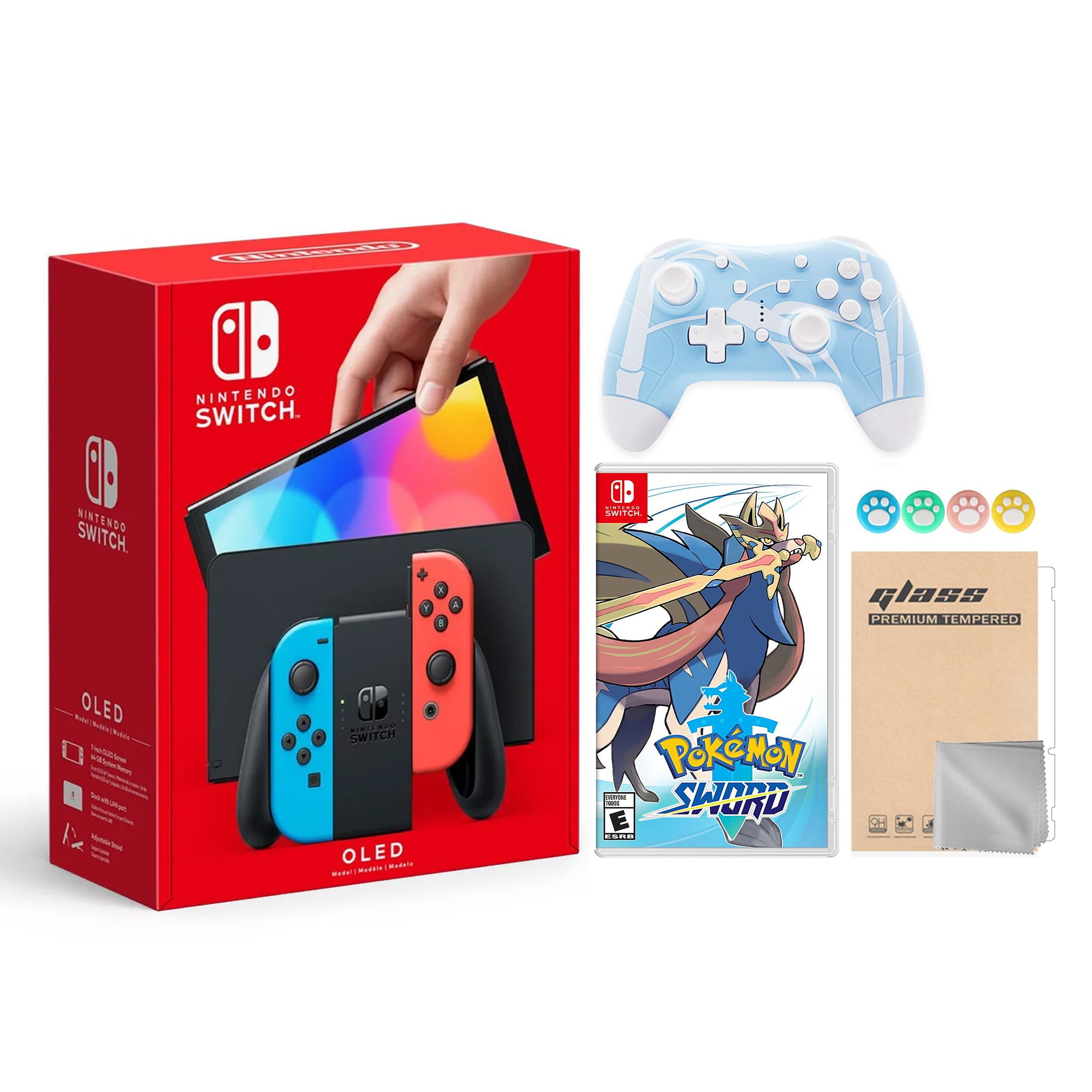 Nintendo Switch OLED Neon Red Blue, Pokemon Sword, Mytrix Controller ...