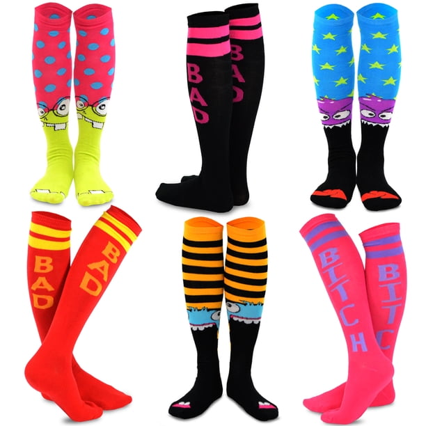 TeeHee Socks - TeeHee Fun Novelty Cotton Knee High Socks for Junior and ...