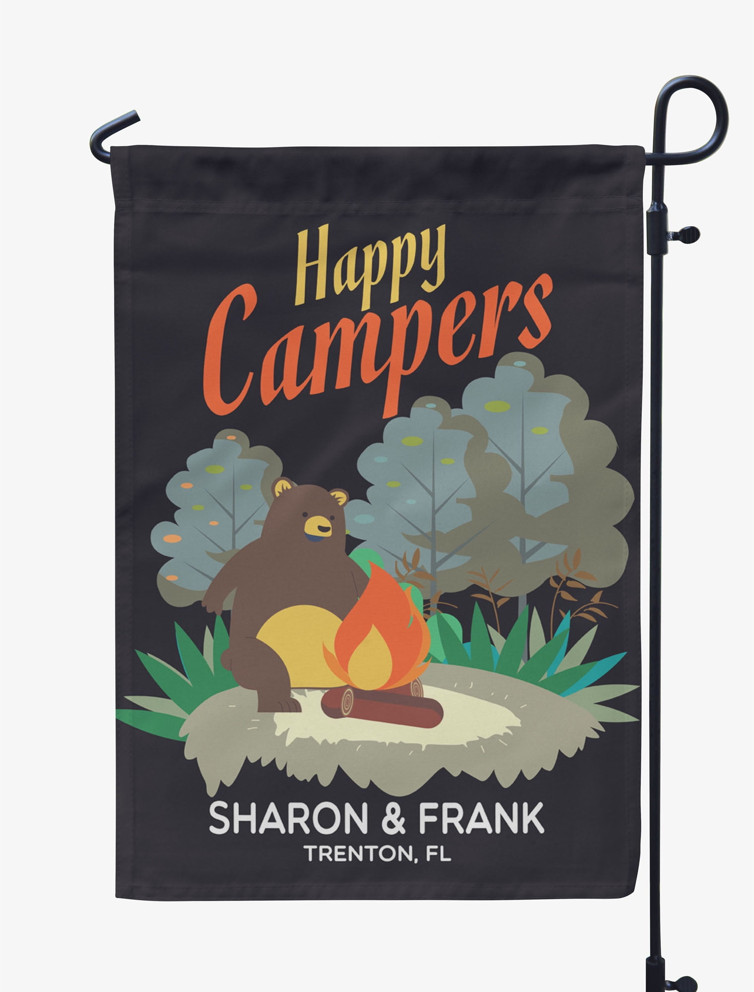 Printtoo Black Happy Campers Campsite 12.5x18 Inches Double ...