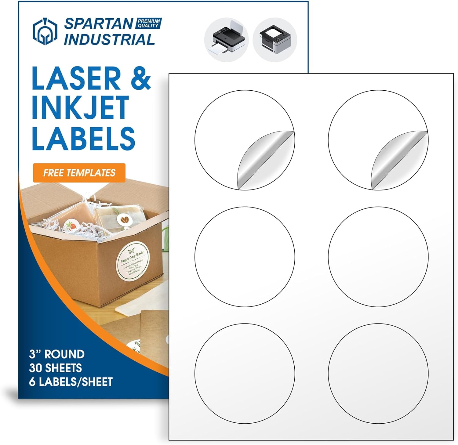 SHILIU-Printable Laser and Inkjet Labels - 3" White Circle Labels - 30 ...