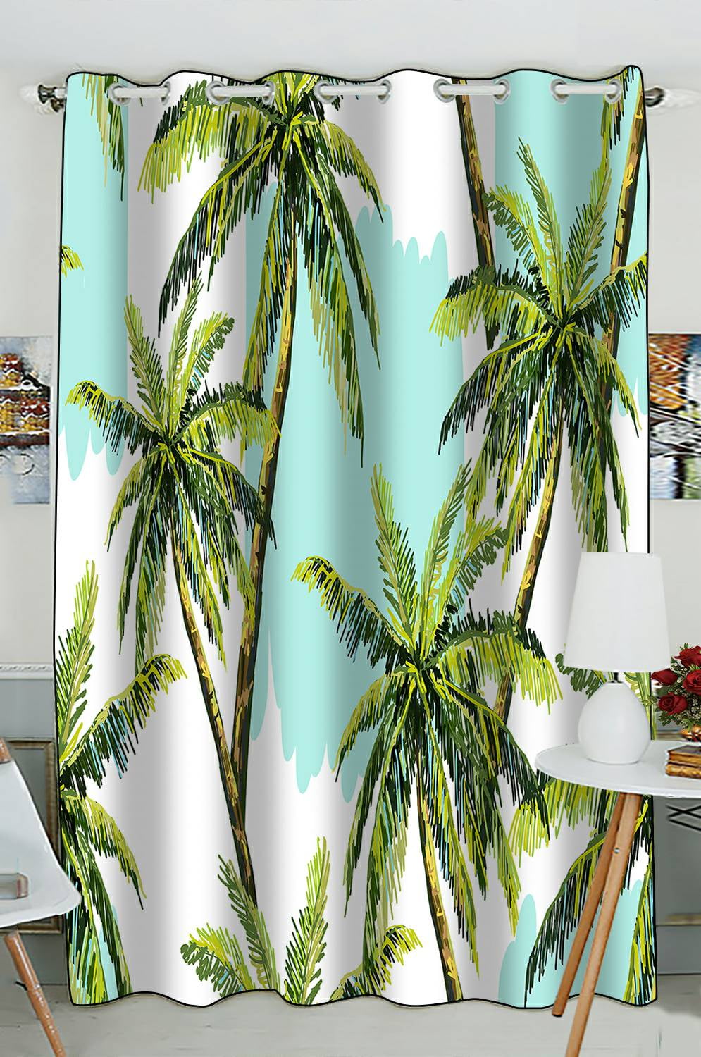 ECZJNT Beautiful floral summer pattern with palm trees Blackout Window ...