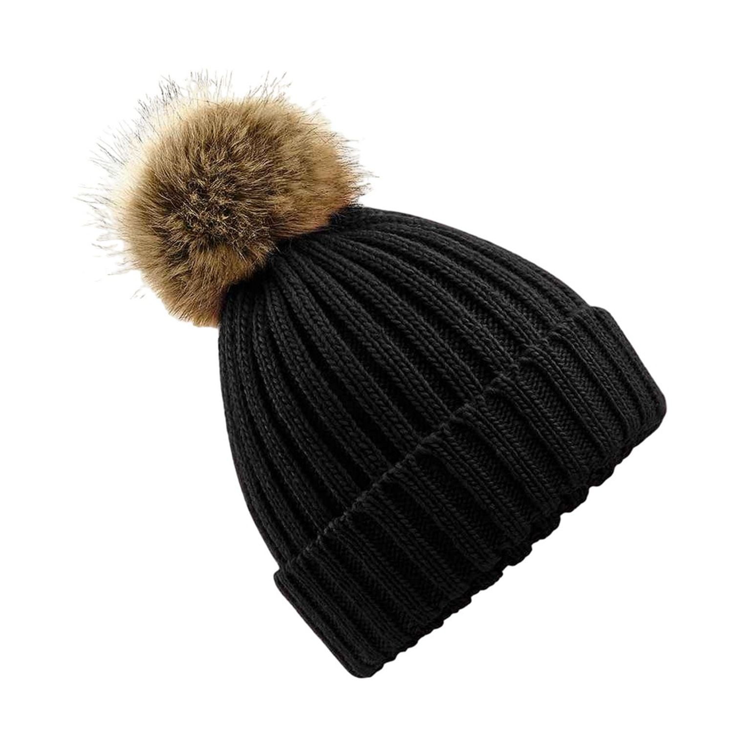 Click here for Beechfield Fur Pop Pom Chunky Beanie One Size prices