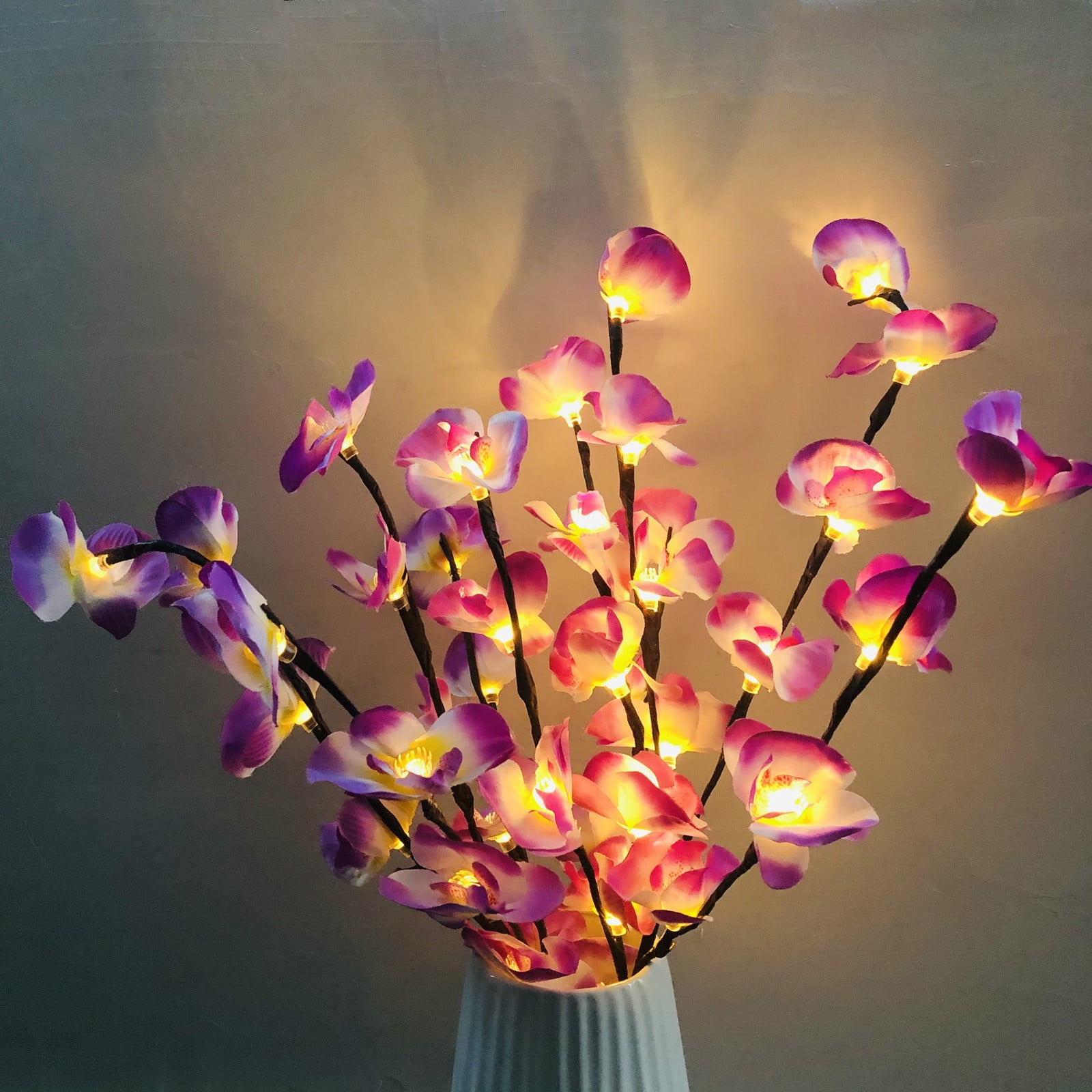 Artificial Orchid Branches Lights,2pcs Phalaenopsis Decorative Tree ...