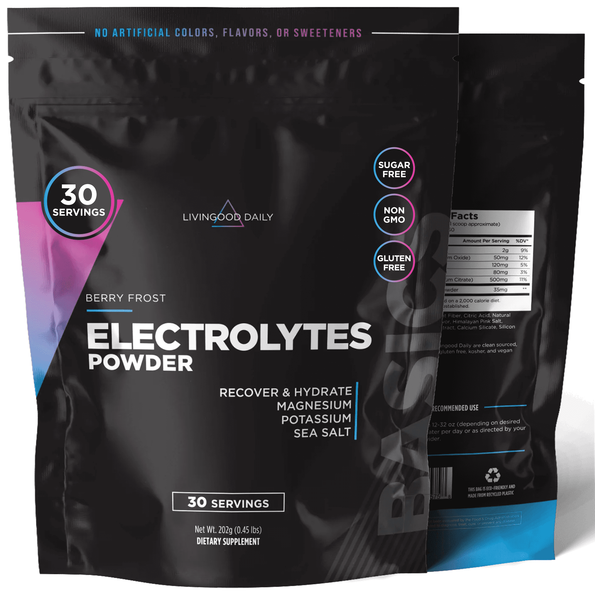 Livingood Daily Electrolytes - Berry Frost Hydration Powder, 30 ...