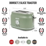 Haden Dorset 2 Slice Wide Slot Stainless Steel Toaster, Cedar Green ...