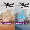 52-Inch Dual Color Ceiling Fan with Light,Black Flush Mount LED Light ...