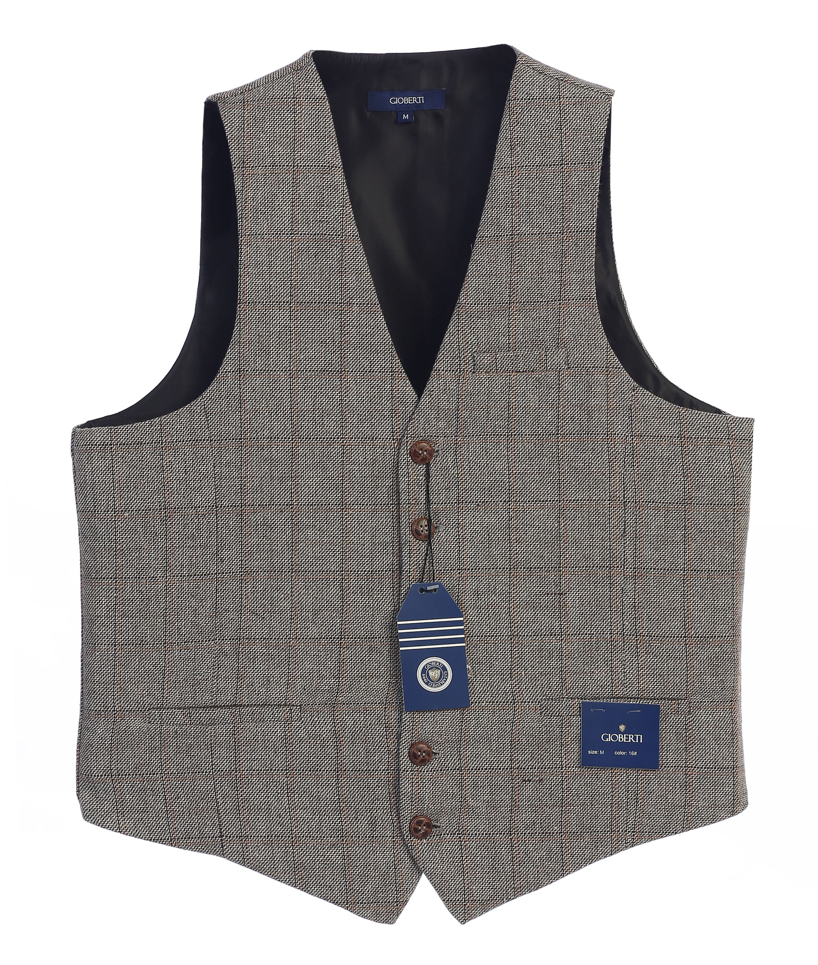 Gioberti Men's 6 Button Slim Fit Formal Herringbone Tweed Vest ...