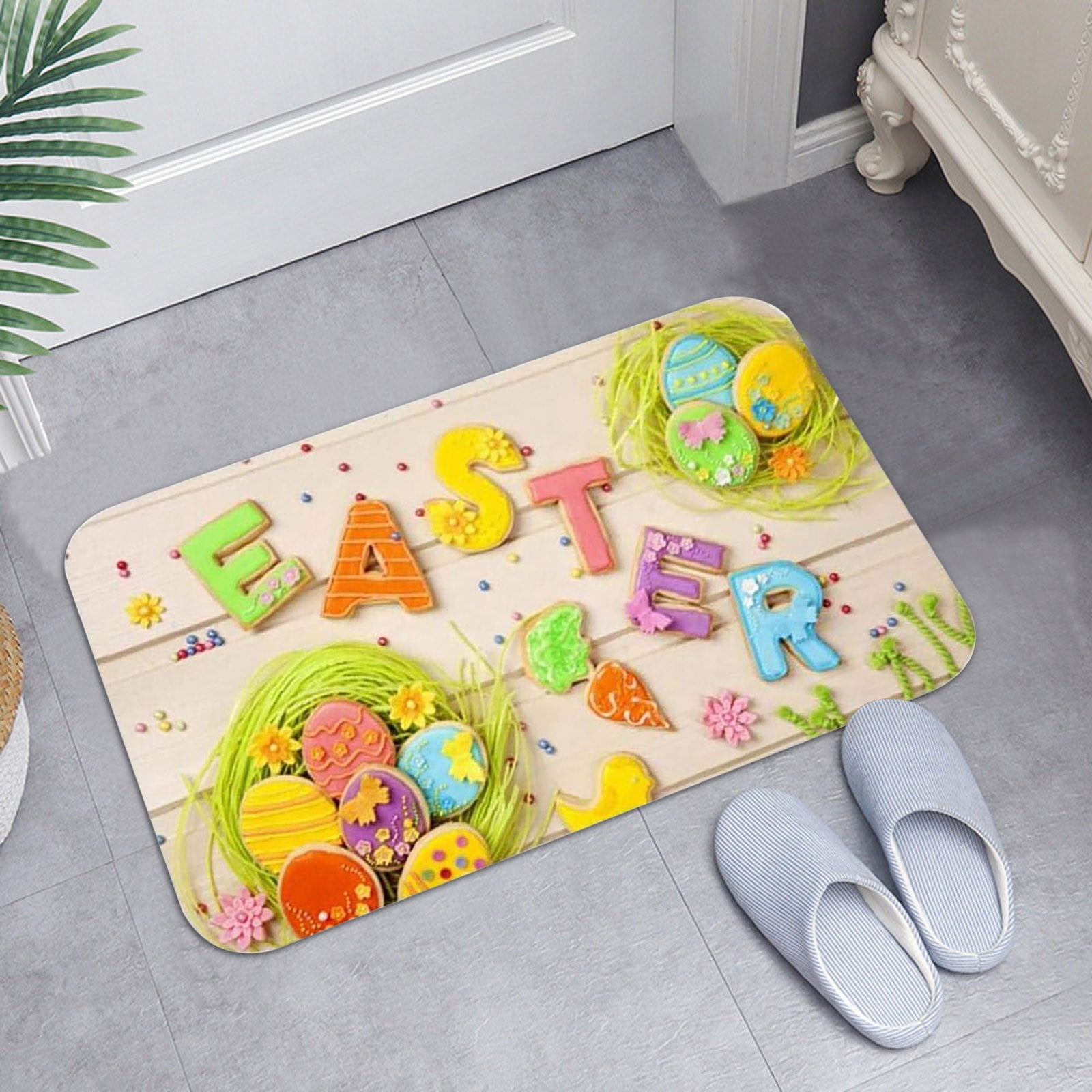 ON SALE!Loyerfyivos Easter Door Mat 24 X 16 Inch Happy Easter Bunny Egg ...