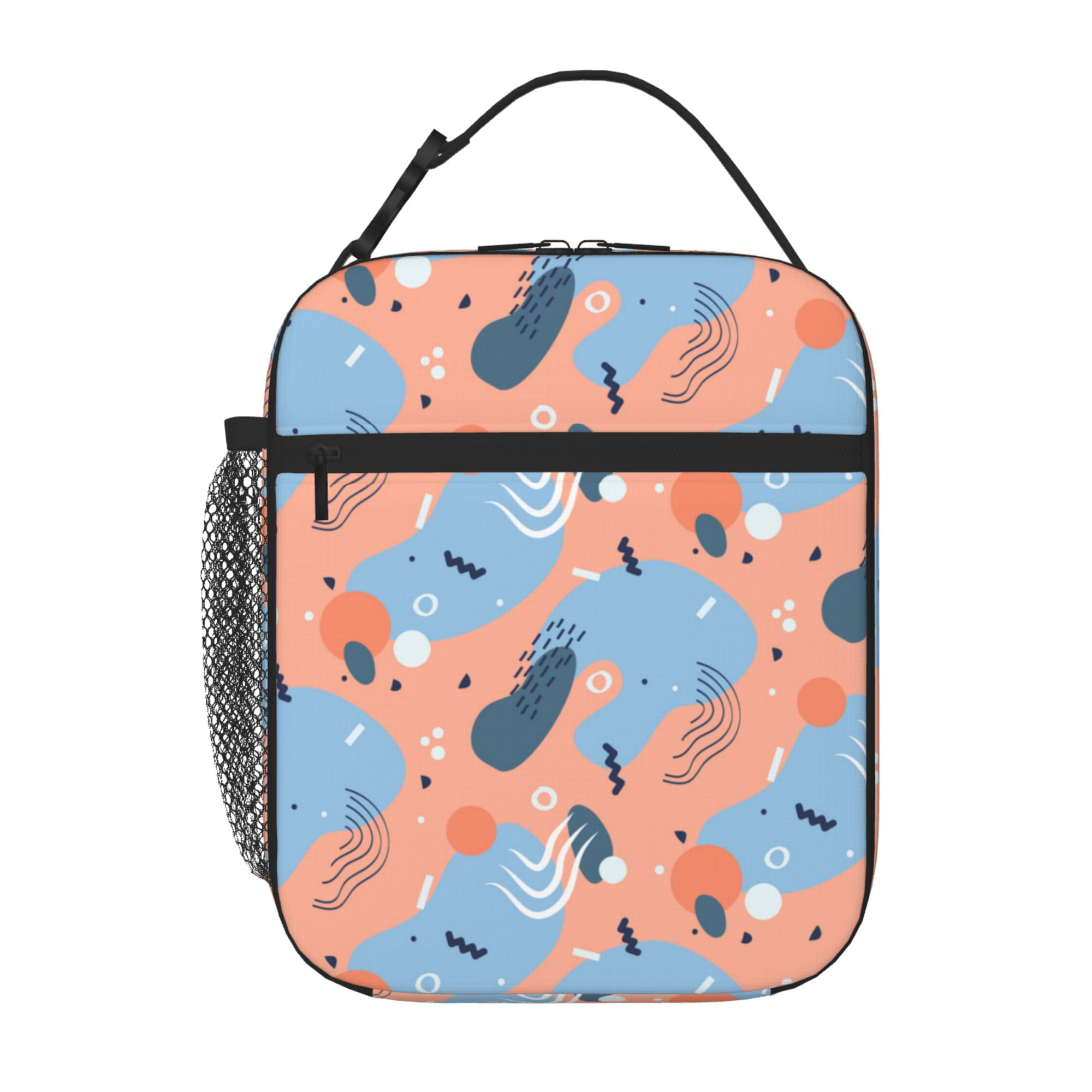 TEQUAN Portable Lunch Bag, Abstract Geometric Elements Pink Pattern ...