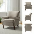 Elegant Wingback Accent Chairs, Set of 2, Grey Upholstered with Wood ...