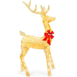 Northlight 25 In Lighted Silver Sisal Prancing Reindeer