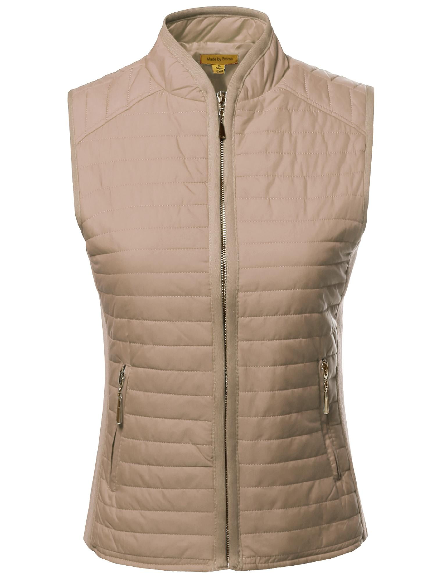 FashionOutfit Women's Tight Fit Solid Basic Quilted Vest Side Rib Panel ...