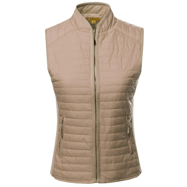 FashionOutfit Women's Tight Fit Solid Basic Quilted Vest Side Rib Panel ...