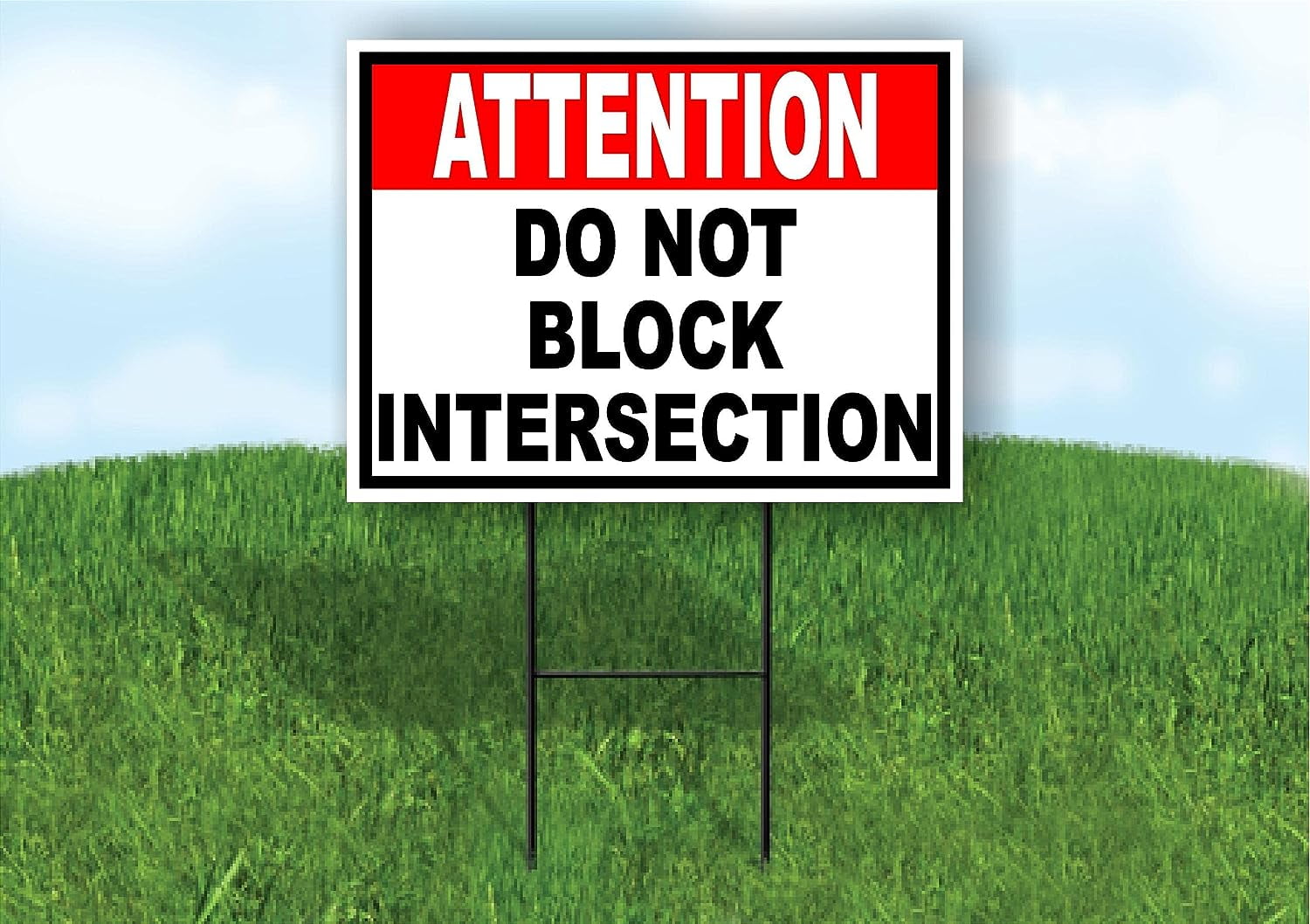 Work House Signs Double Sided Sign Attention DO NOT Block Intersection ...