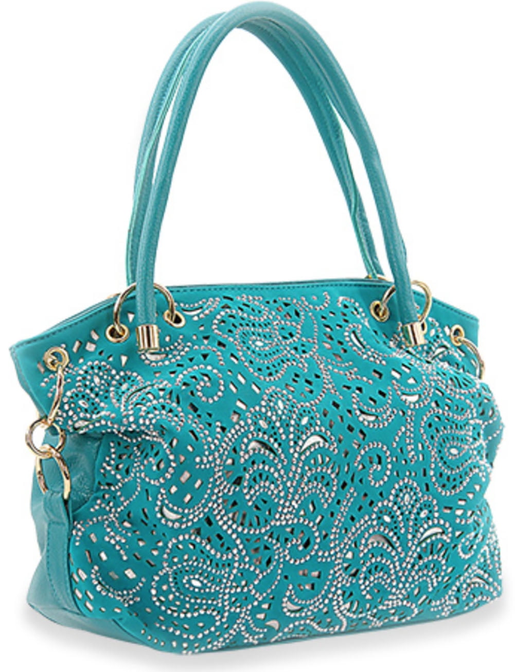 Zzfab Laser Cut Purses Double Handles Bling Purse Turquoise - Walmart.com