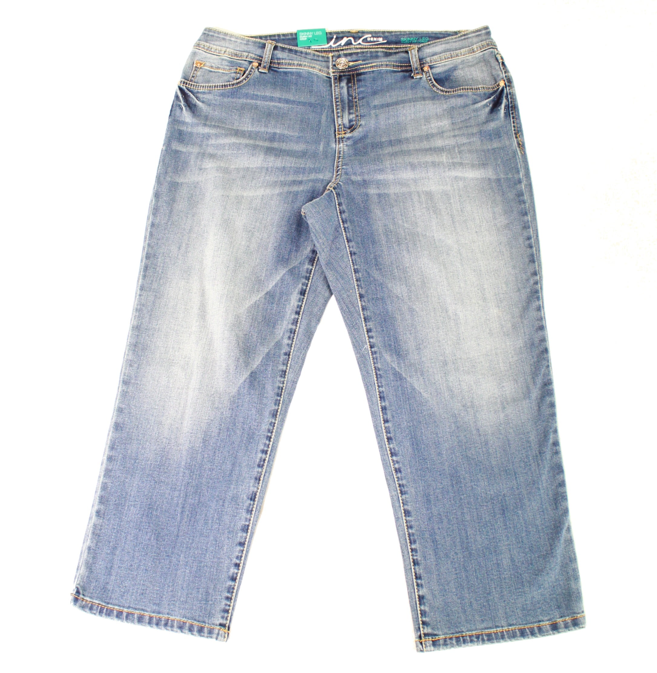 INC NEW Blue Women's Size 12 Curvy Fit Button-Front Cropped Jeans ...