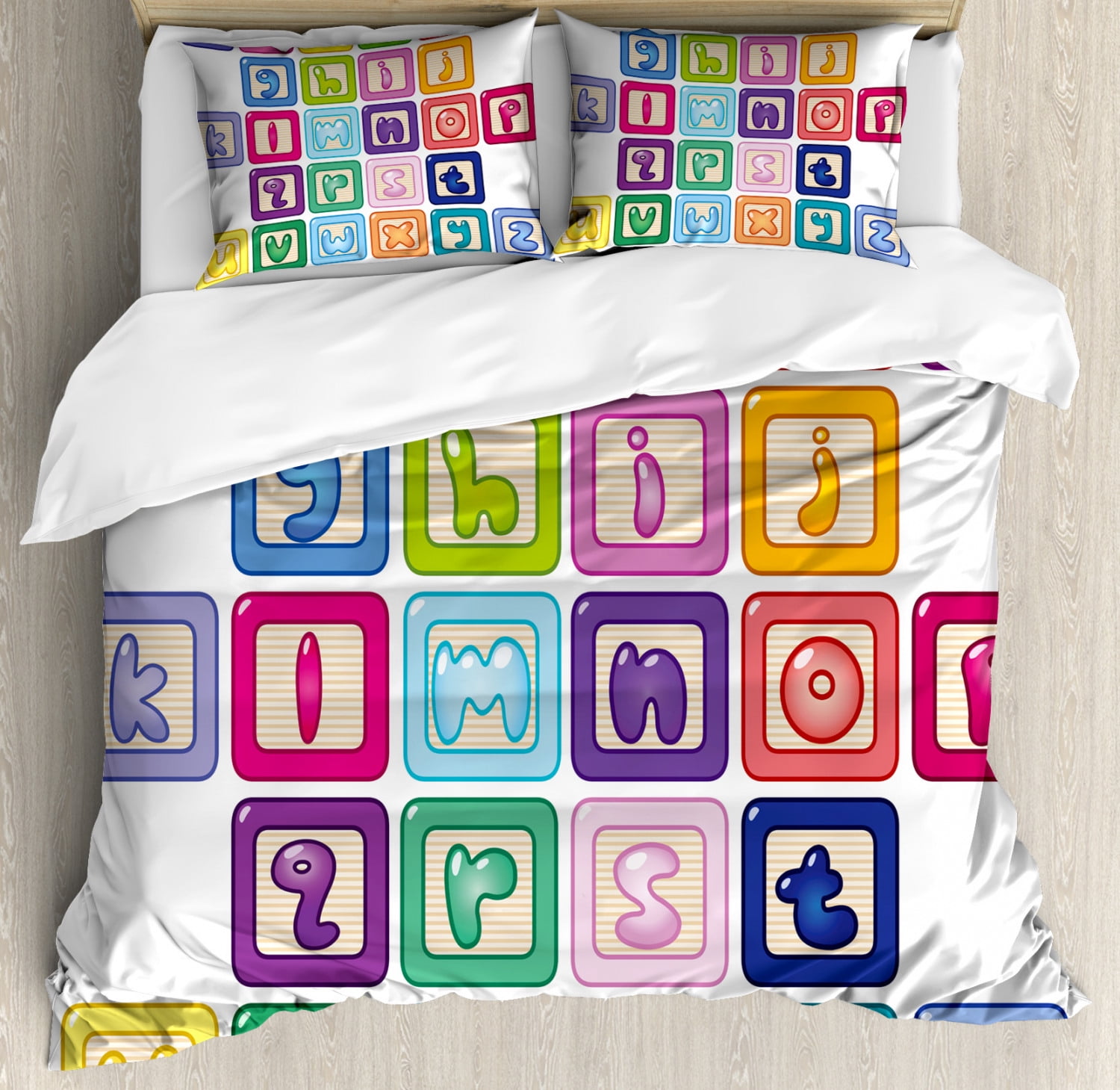 Educational King Size Duvet Cover Set, Colorful Lower Case Alphabet ...