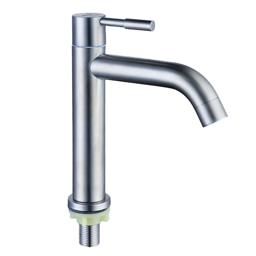 Deepcraff Stainless Steel Faucet Single Cold Basin Faucet Bathroom Metal Faucet Kitchen Faucet (Style 3) 22.00x14.00x3.00cm