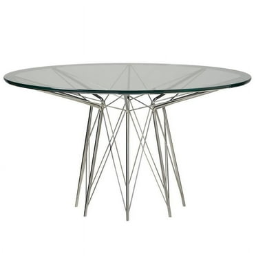 Contemporary Glass-Insert Dining Table, Black - Walmart.com