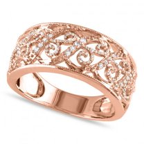 Ladies Pave Set Filigree Diamond Ring 14k Rose Gold 0.10ct - Walmart.com