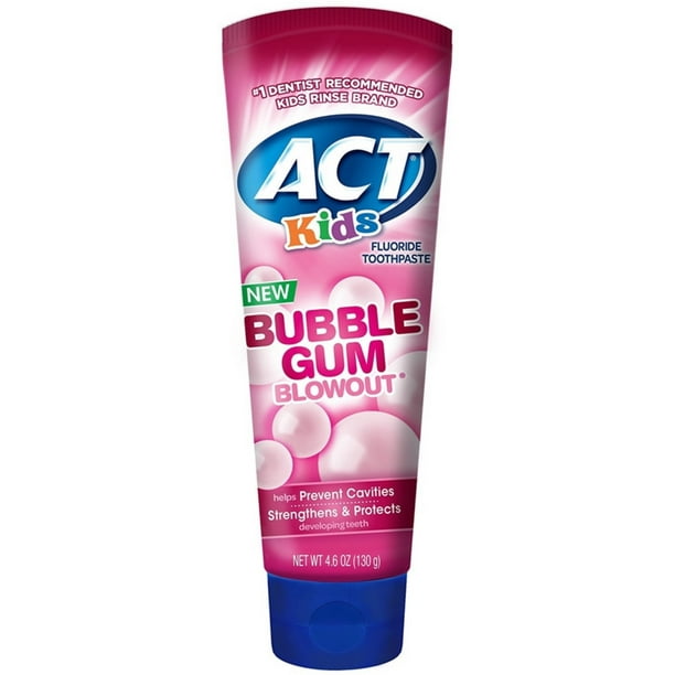 3 Pack - ACT Kids Fluoride Toothpaste, Bubblegum Blowout 4.6 oz ...
