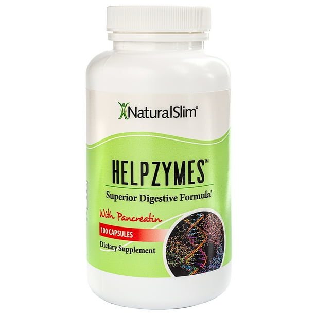 NaturalSlim Helpzymes w/ HLC Acid & Pancreatin - Digestive Enzymes 100 ...