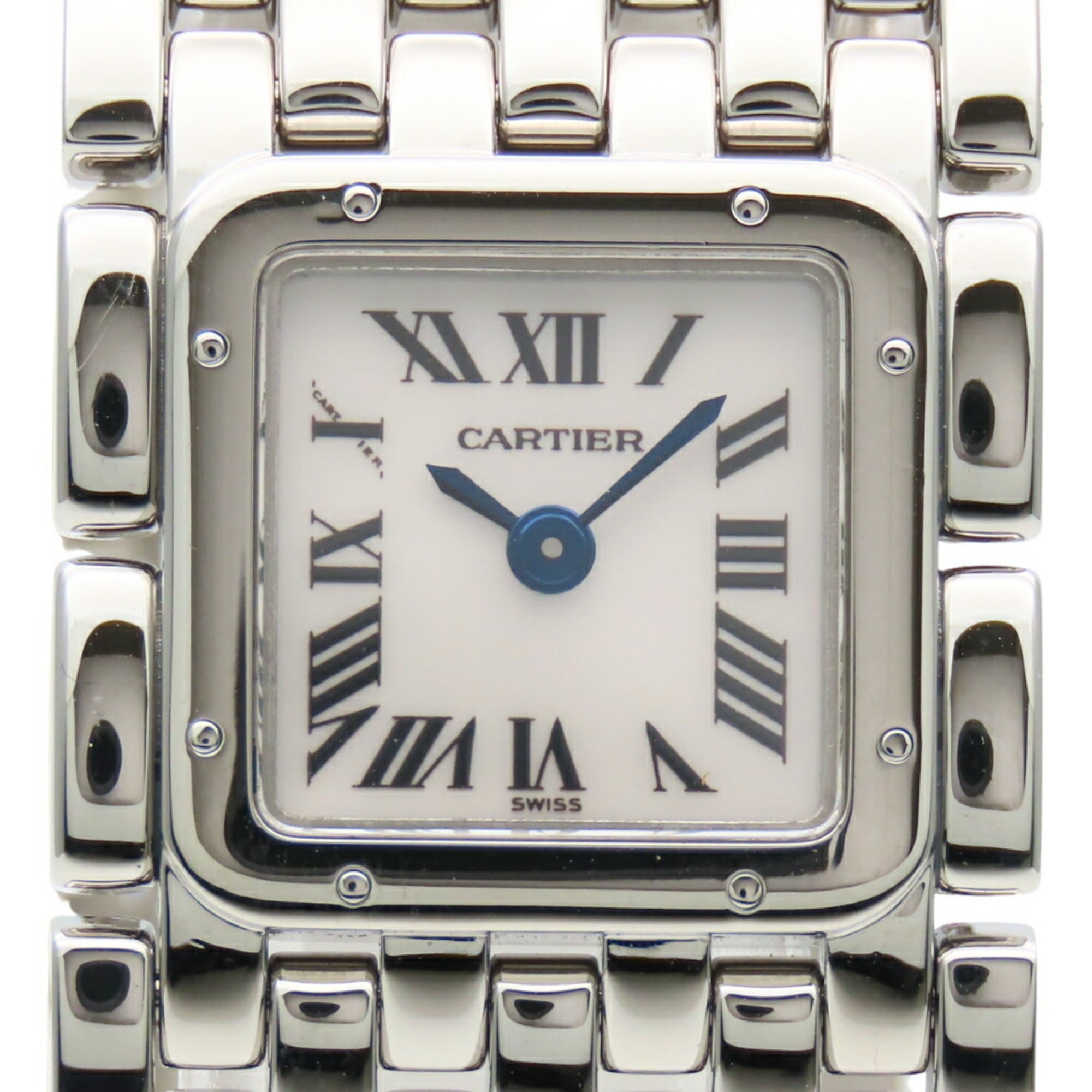 Pre-Owned Cartier Ruban 2420 Stainless Steel Silver Watch with White ...
