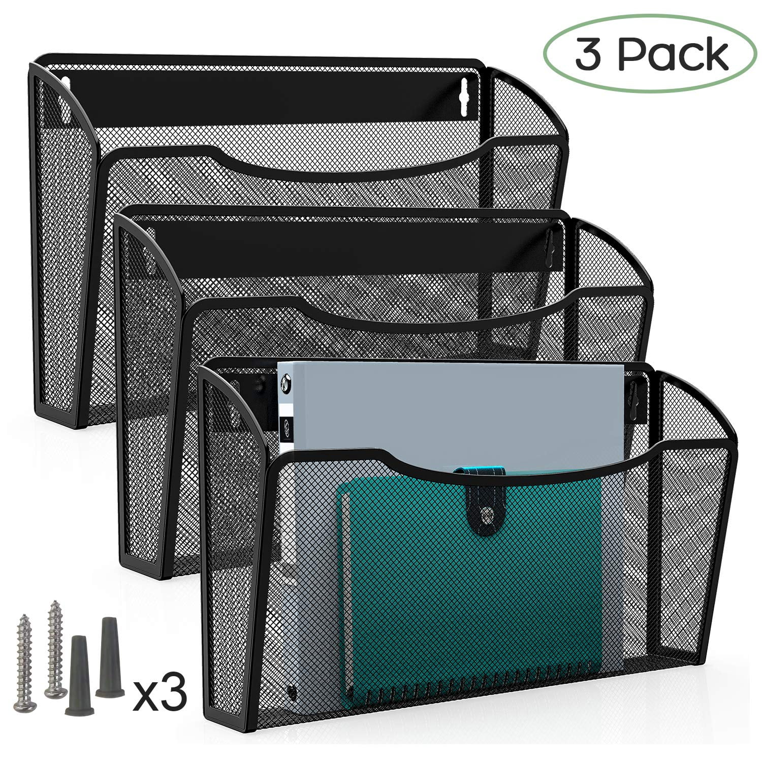 Pro Space 3-Pocket Wall Mount File Organizer Office Mesh Collection ...