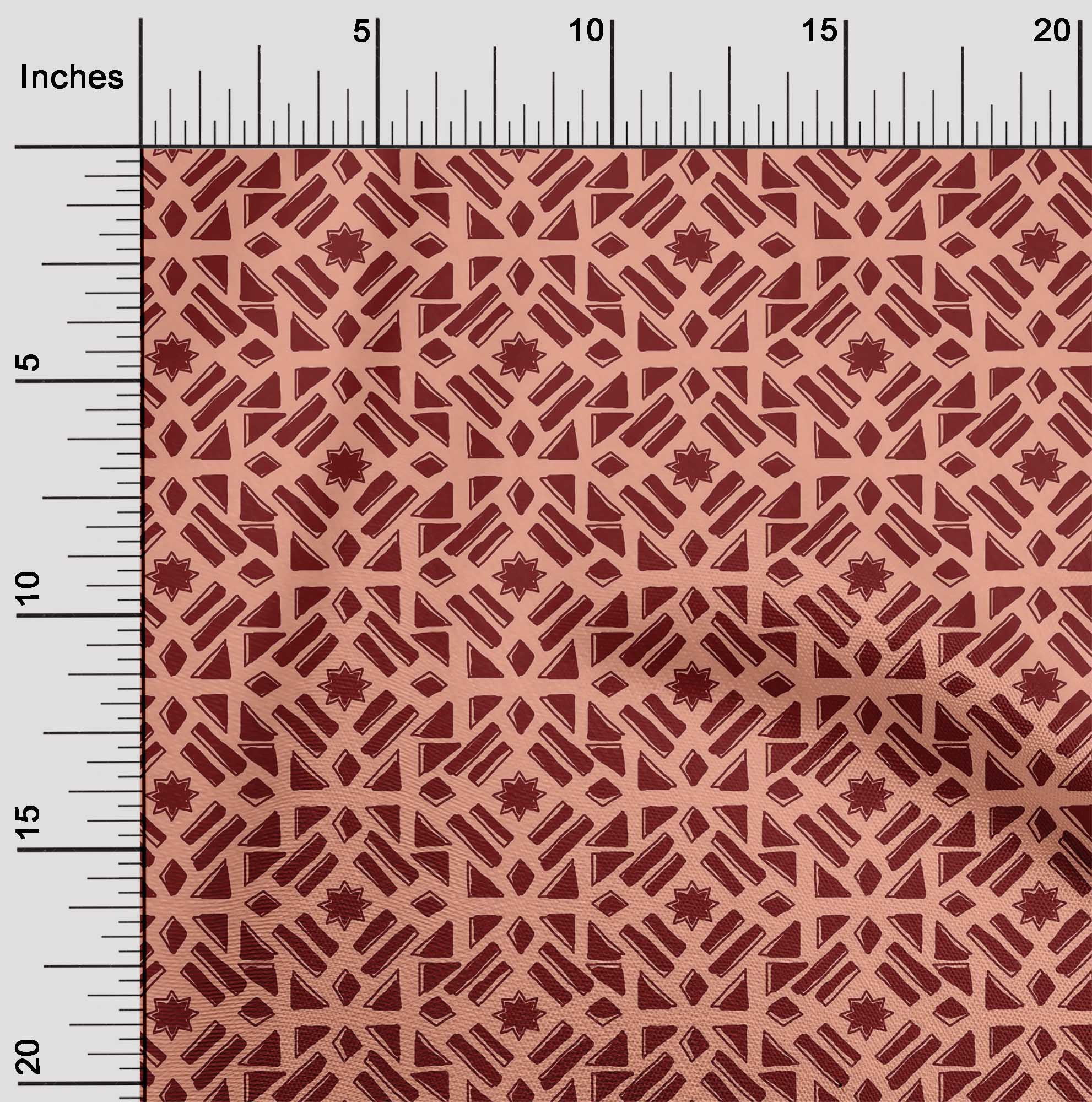 oneOone Silk Tabby Fabric Geometric Block Printed Fabric 1 Yard 42 Inch ...