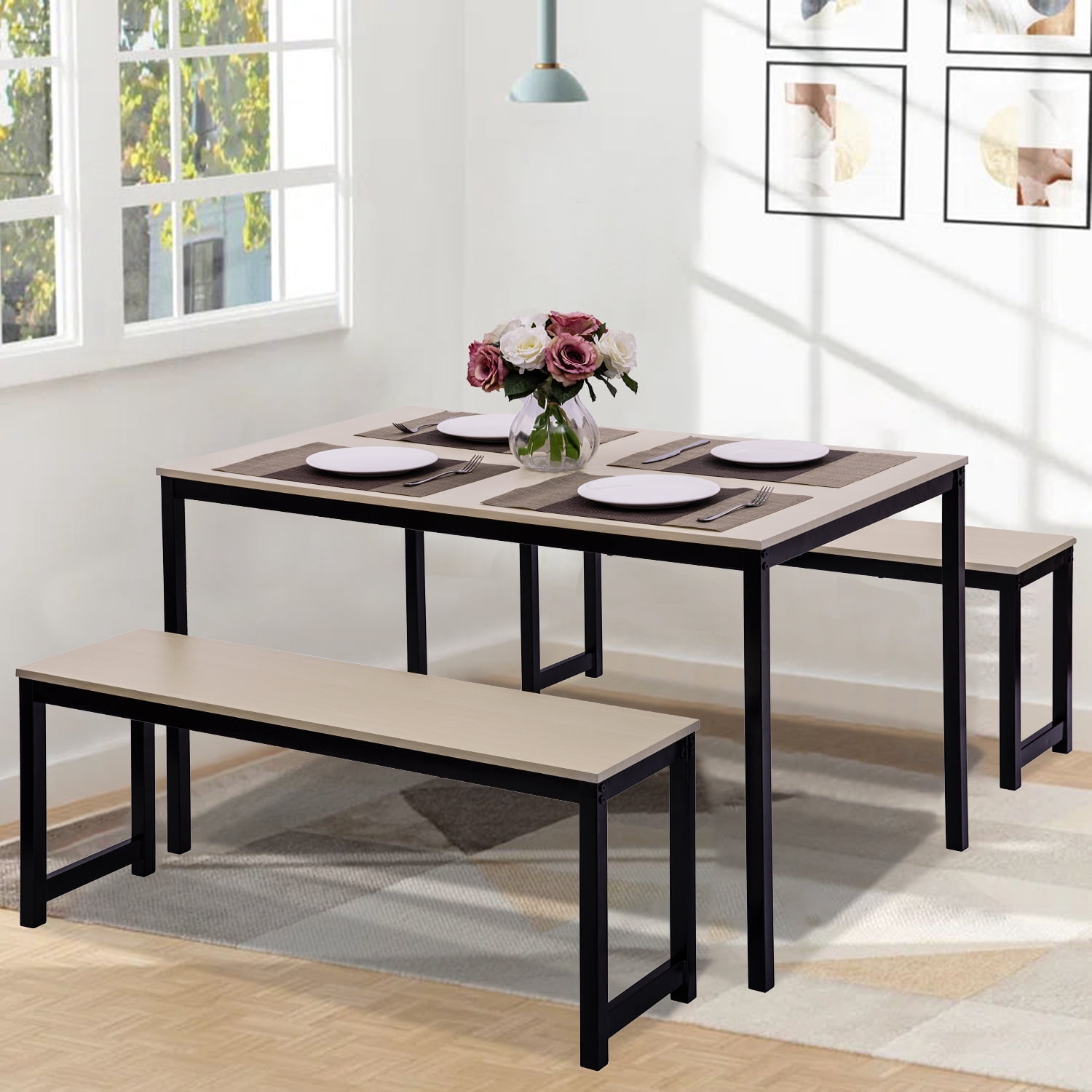 3 Piece Dining Table Set, Modern Style Wood Table Nepal | Ubuy