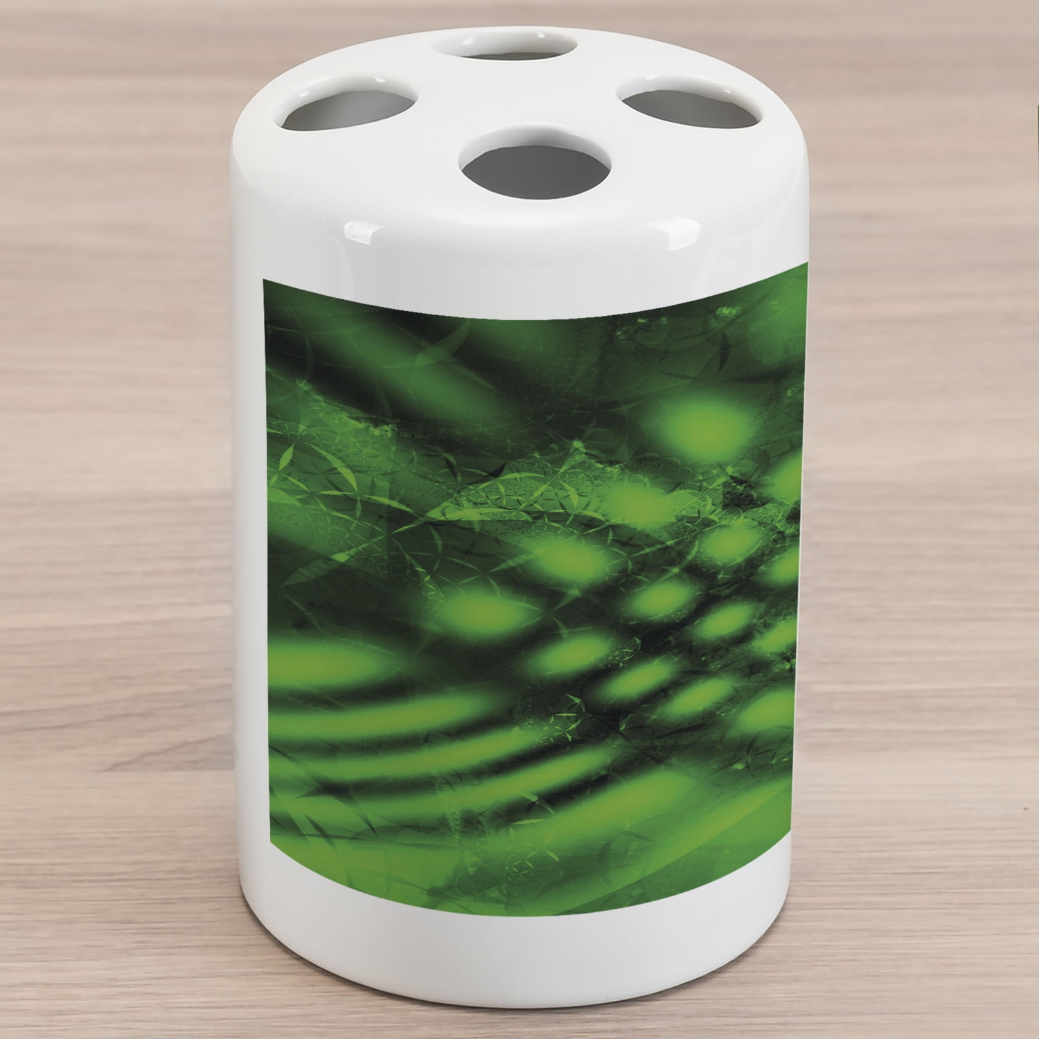 Lime Green Ceramic Toothbrush Holder, Psychedelic Abstract Blurry Shade ...