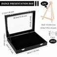 1 Set Wood Pin Display Case Badge Presentation Box with Velvet & PU ...