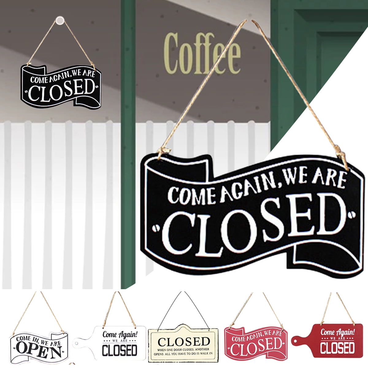 Cheers US Rustic Wooden Store Open and Closed Business Sign Two Sided ...