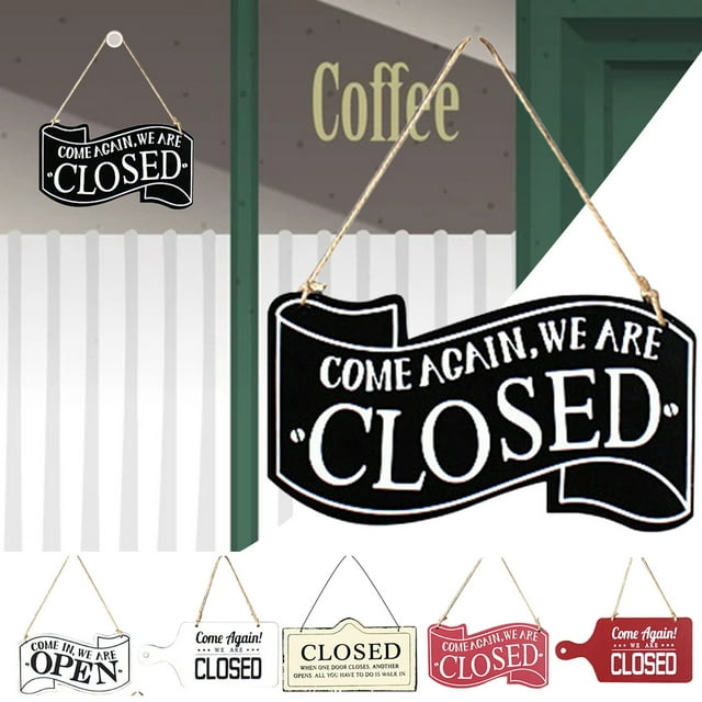 Cheers US Rustic Wooden Store Open and Closed Business Sign Two Sided ...
