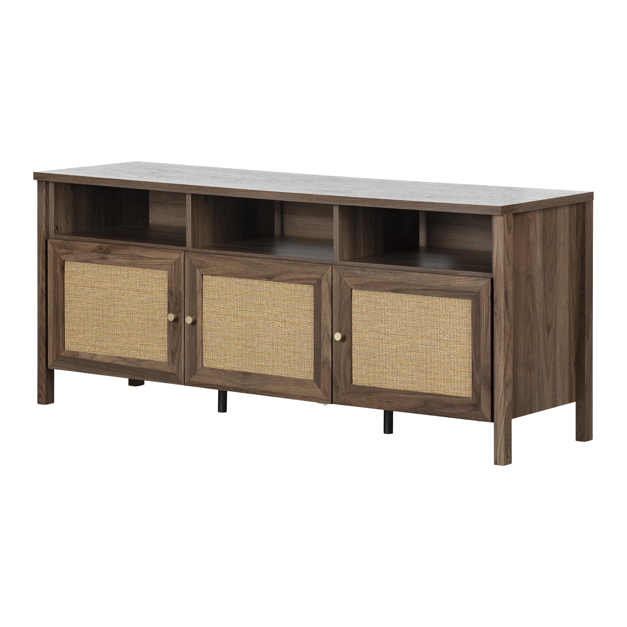 Balka TV Stand Natural Walnut and Printed Rattan - Walmart.com