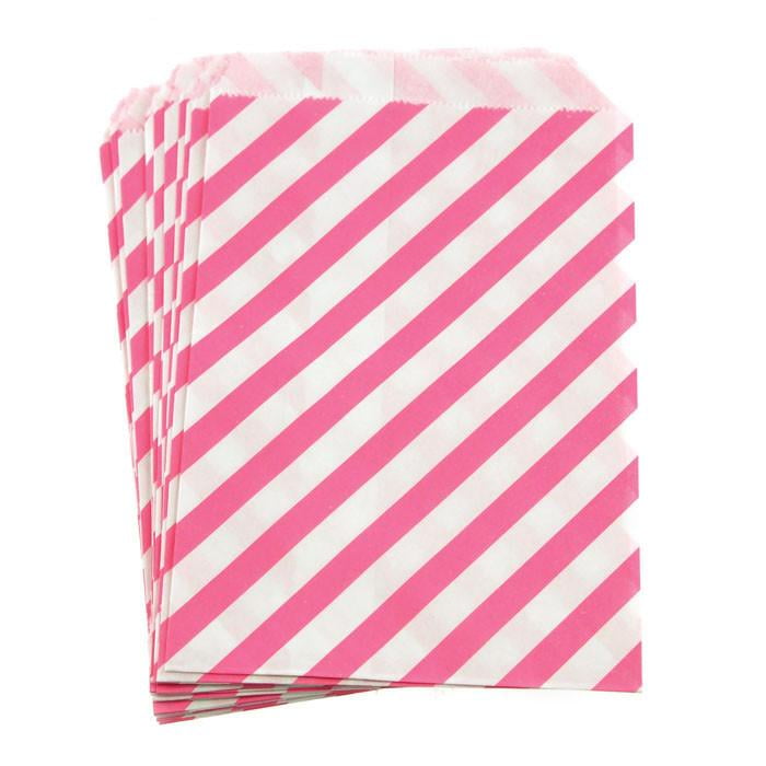 Candy Stripe Paper Treat Bags, 7-inch 25-Piece, Hot Pink - Walmart.com ...
