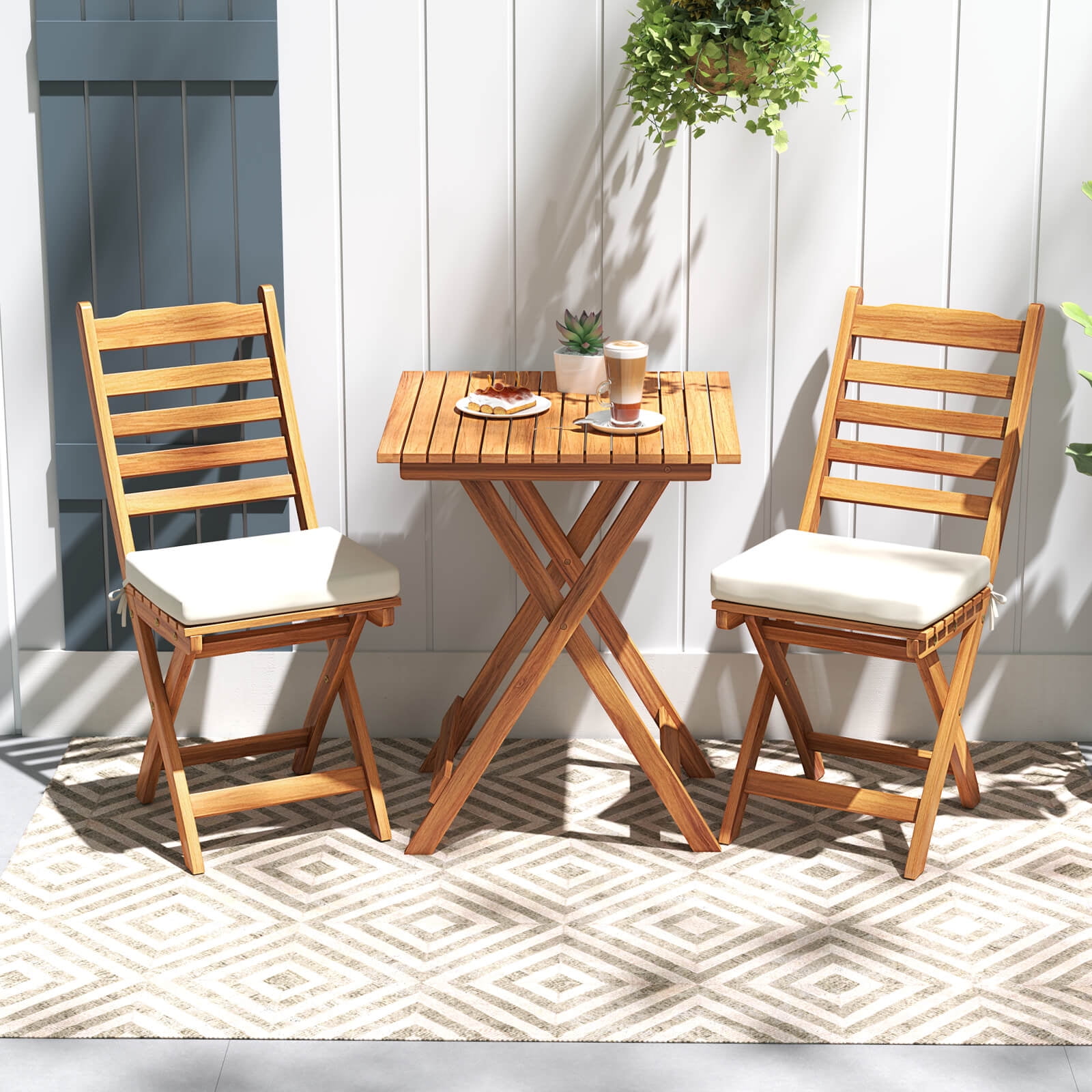 Click here for Costway Patiojoy 3-Piece Folding Bistro Set With R... prices
